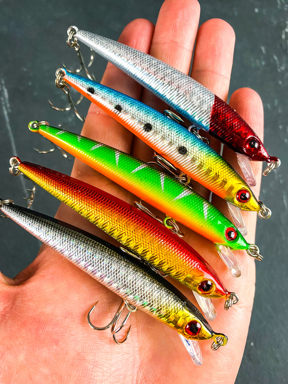 5 pcs Rattling Skinny Long Sinking Hard Crankbait Fishing Lures ...